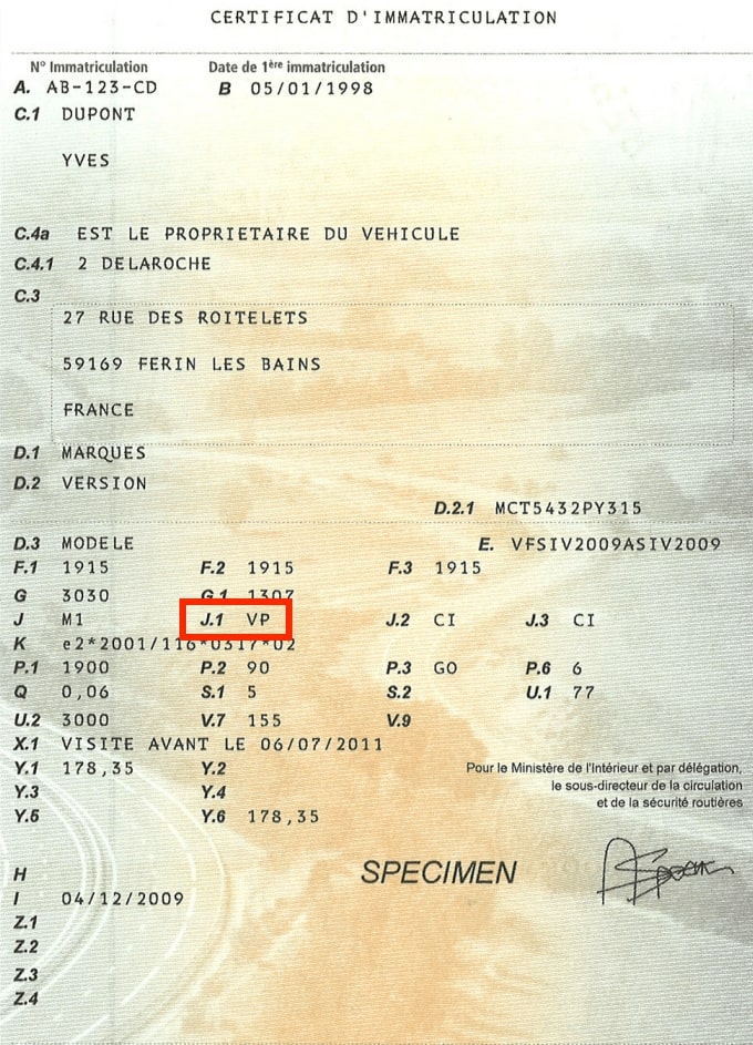 Véhicule – Nouvelle Carte Grise